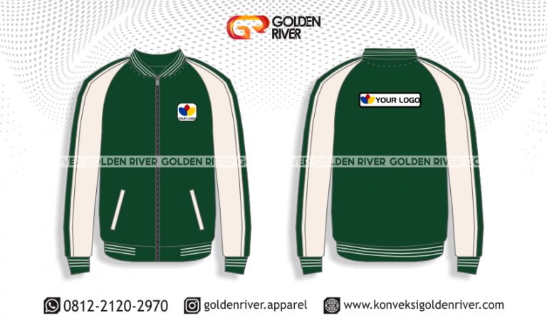 Contoh Desain Jaket Varsity Hijau - Konveksi Bandung